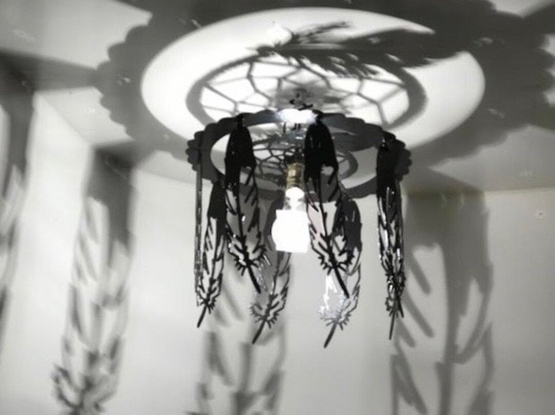 DREAMCATCHER Shadow Light, Ceiling Light, Shadow Light, Dreamcatcher, Indian, Feathers, Hippie ...