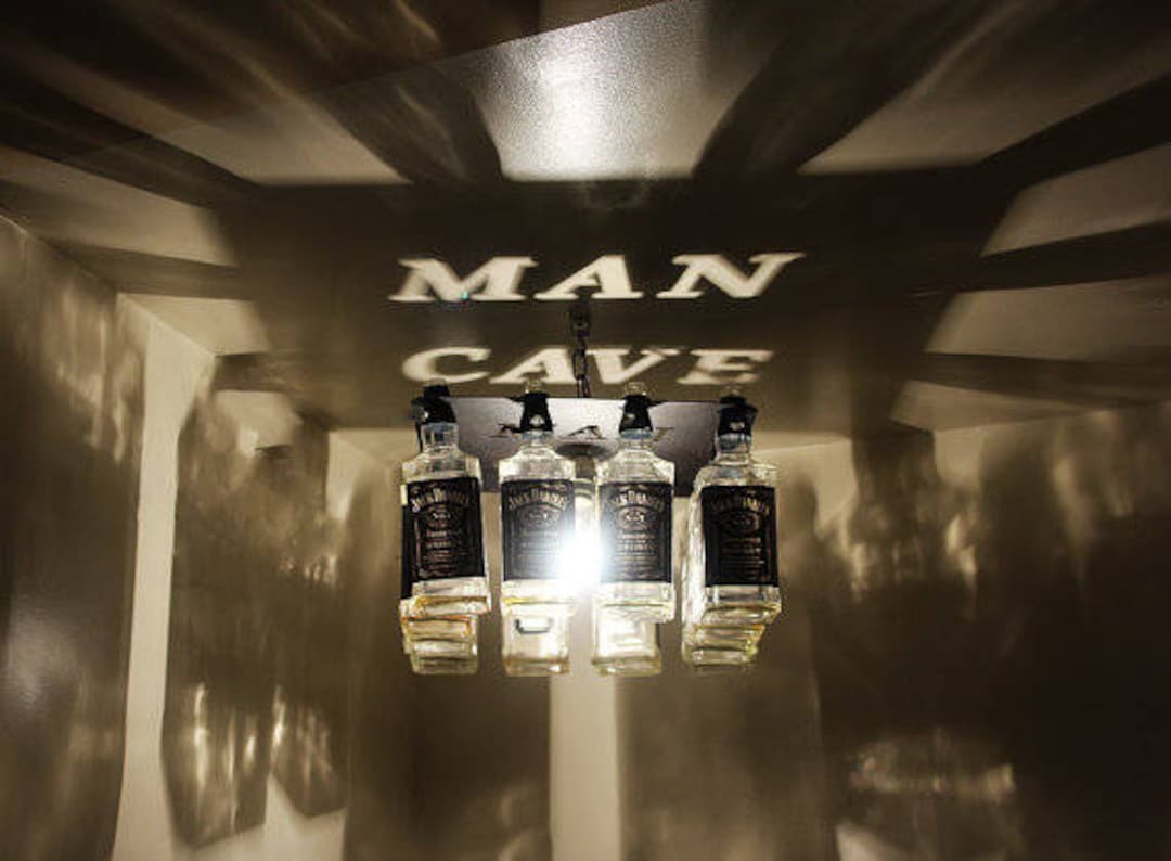 MAN CAVE Bottle Chandelier, Shadow Light, Ceiling Light, Man Cave, Man ...