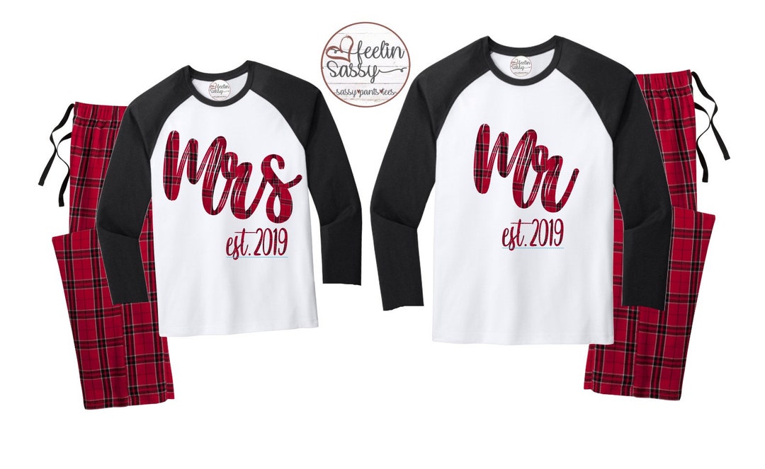 Just Married,couple Pajamas,custom Matching Pajamas,mr and Mrs,first ...