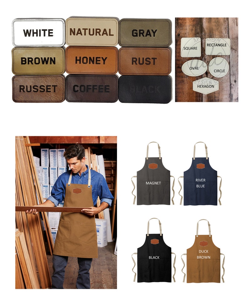 Personalized Canvas Apron With Leather Patch for Cafe, Restaurant ...