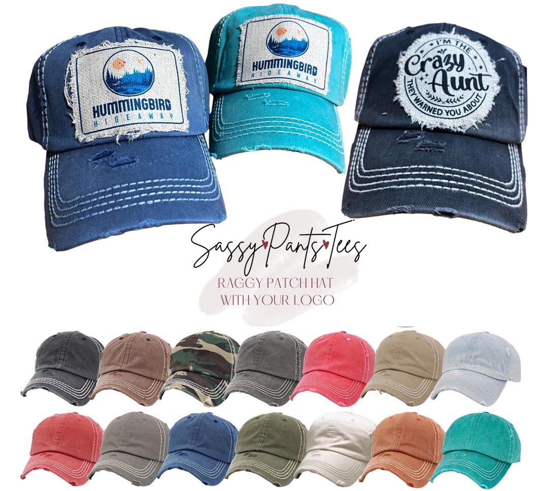 Washed,solid Back Vintage Logo Hat,custom Distressed Raggy Patch Hat, Logo Hat, Custom Hats ...