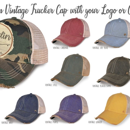 Vintage Logo Hat Custom Distressed Raggy Patch Hat With Your | Etsy