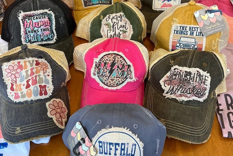 Mesh Vintage Logo Hat, Snap Back, Custom Distressed Raggy Patch Hat ...