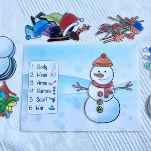 Roll a Snowman Printable Game Cut and Stick Snowmen, Winter Christmas ...