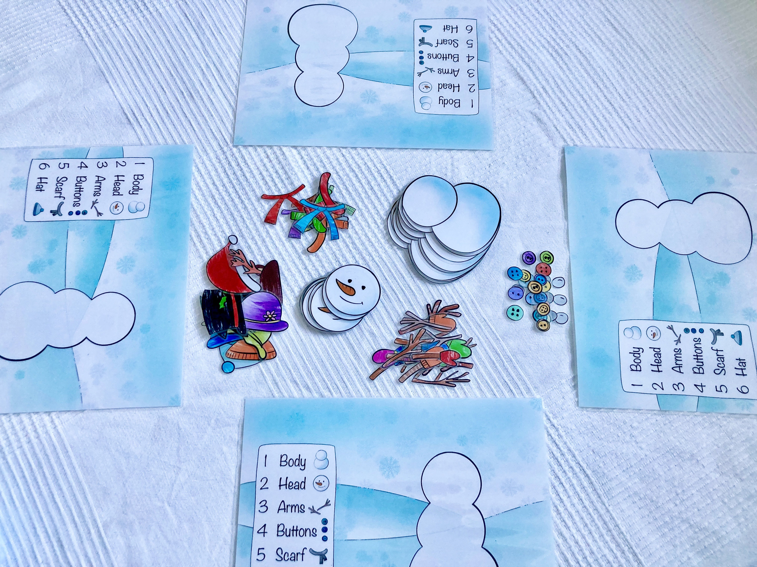 Roll a Snowman Printable Game/ Cut and Stick Snowman, Winter Christmas ...