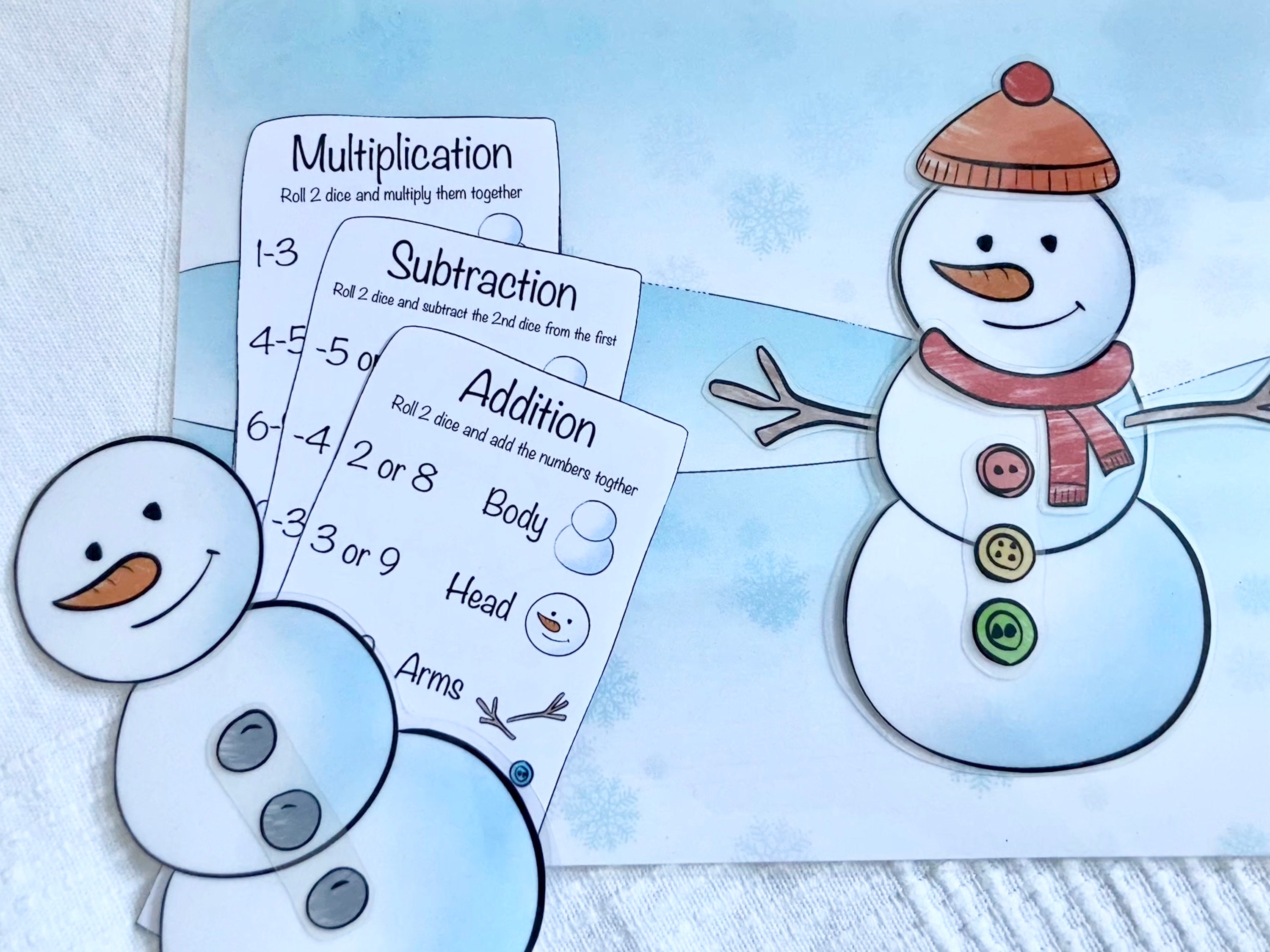 Roll a Snowman Printable Game Cut and Stick Snowmen, Winter Christmas ...