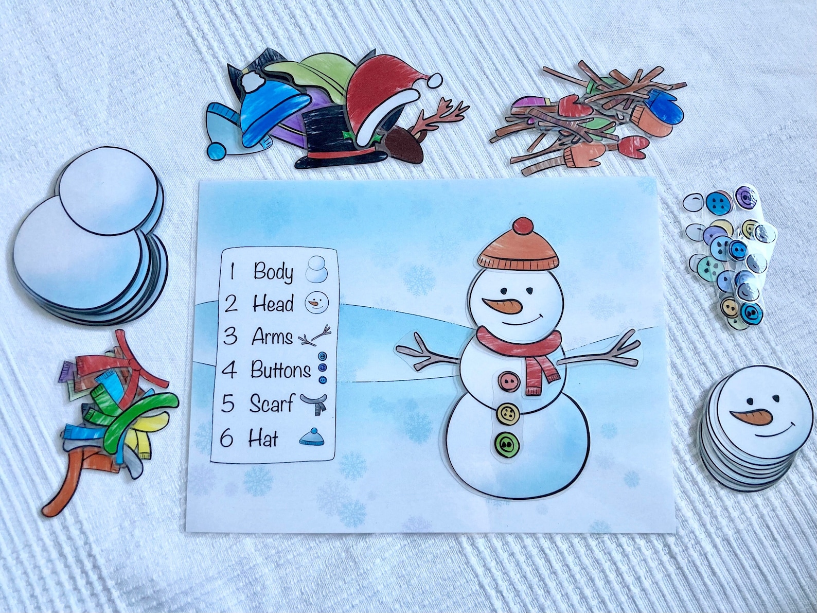Roll a Snowman Printable Game Cut and Stick Snowmen, Winter Christmas ...