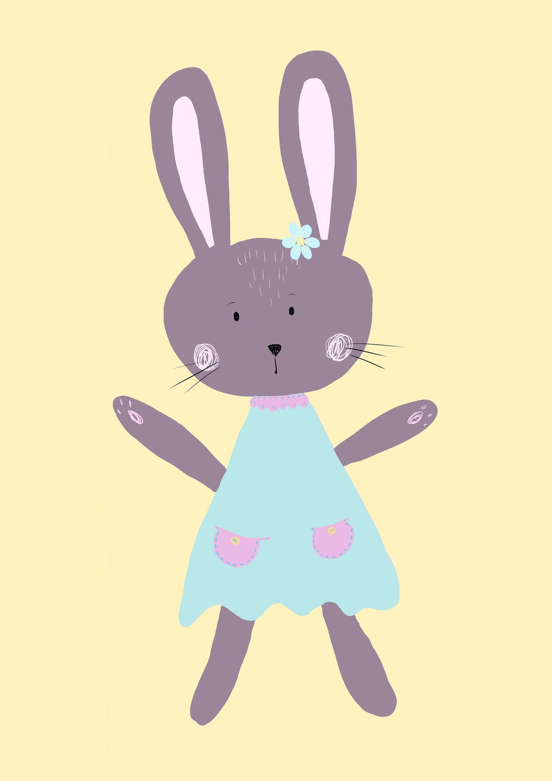 Childrens Rabbit Illustration unframed - Etsy