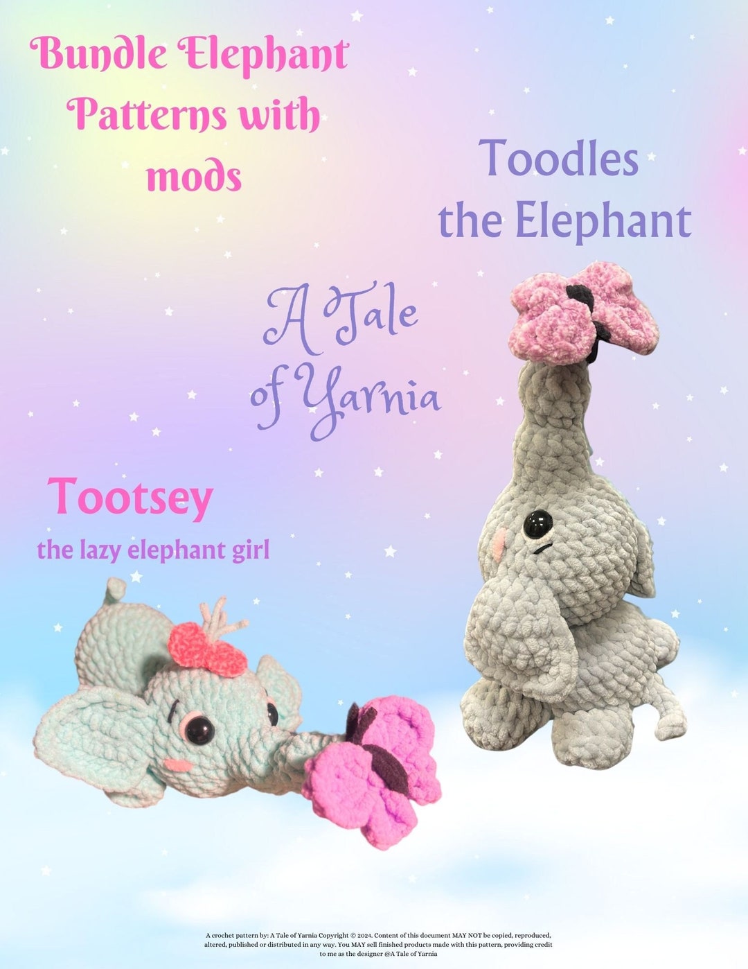 Elephant Bundle With Bonus Mods; Crochet Elephant Pattern; No Sew ...