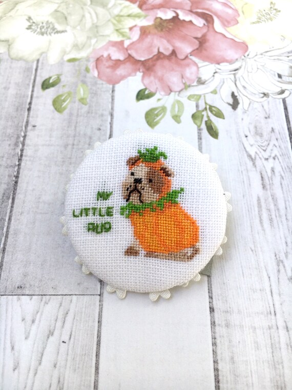 Hand embroidered pug badge Gift for pugs lover and | Etsy