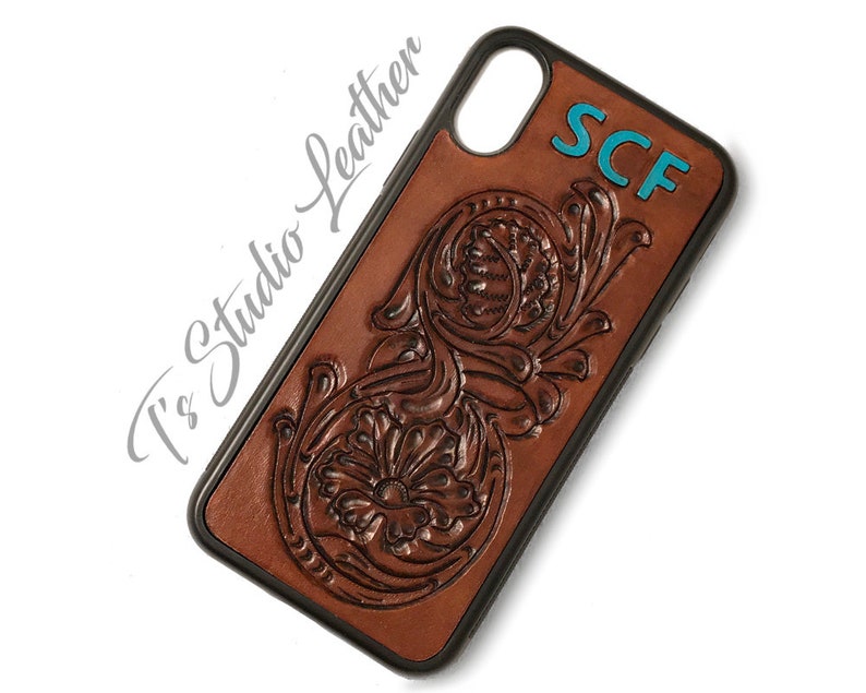Personalized With Initials, Hand Tooled Leather Phone Case - Western ...