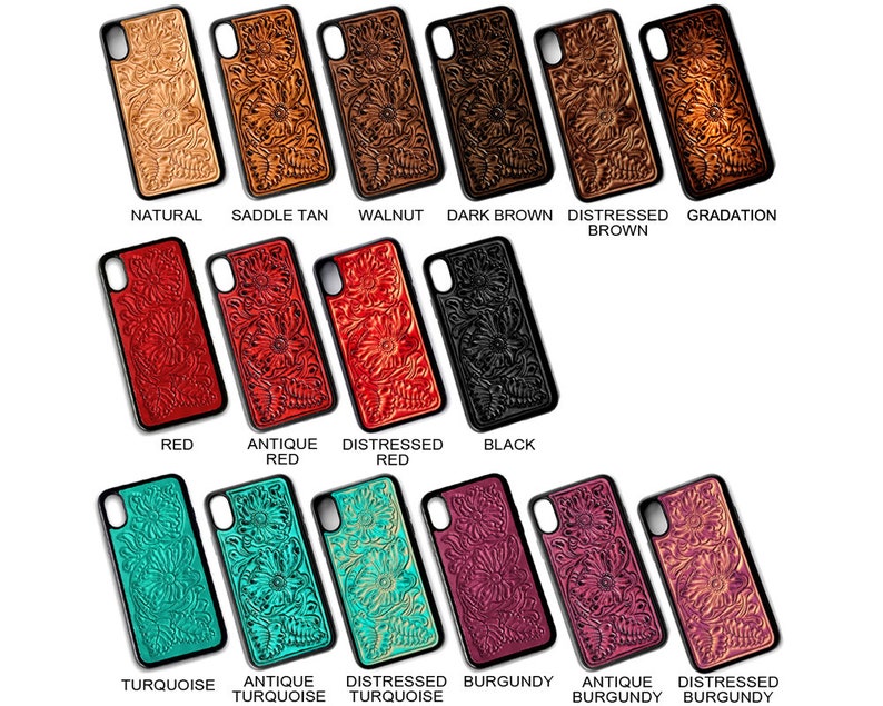 Hand Tooled Natural Tan Leather Phone Case - Western Style Tool Leather ...