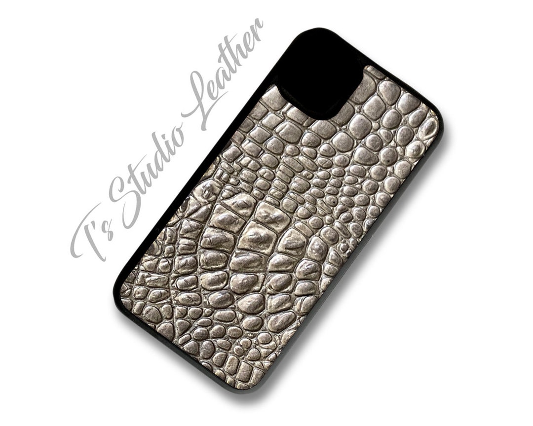 Bronze Metallic Alligator Croc Textured Embossed Cowhide Leather Phone ...