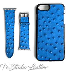 Cognac Brown Ostrich Print Leather Phone Case - Genuine Cowhide Emu ...