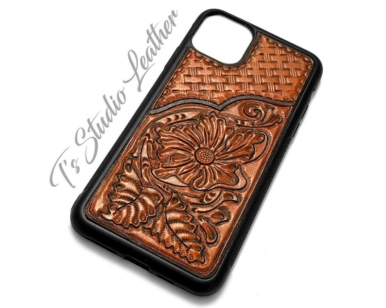 Western Style Hand Tooled Leather Phone Case With Matching - Etsy
