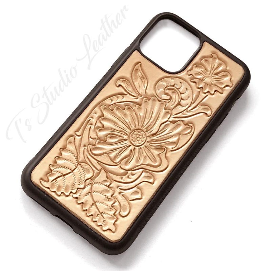 Hand Tooled Red Leather Phone Case - Western Style Tool Leather Floral ...