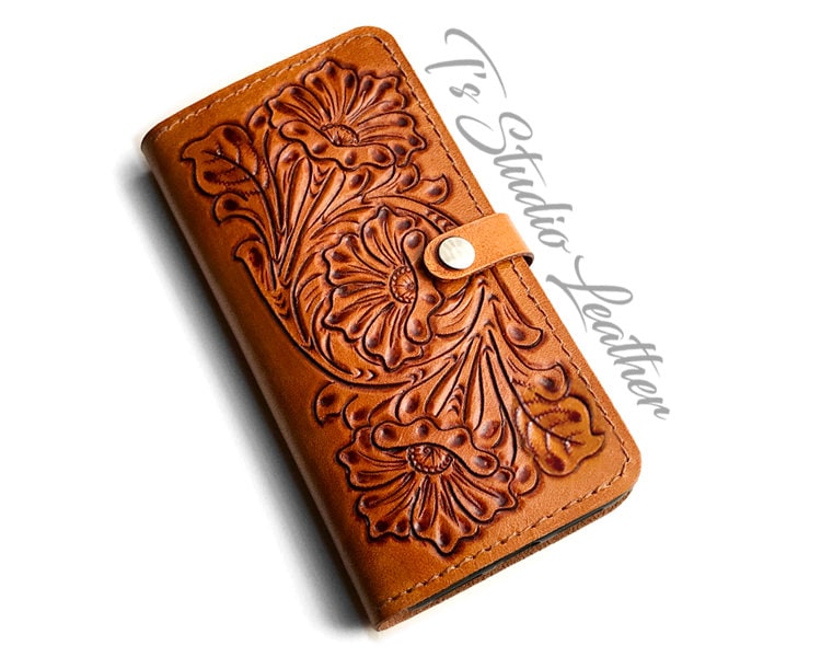 Walnut Brown Western Style Hand Tooled Leather Wallet Style | Etsy