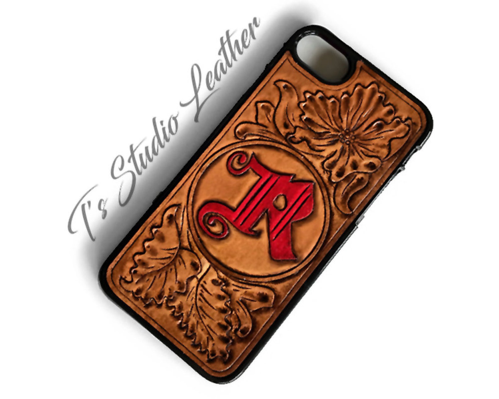 Custom Western Style Hand Tooled Floral Design Leather Phone - Etsy