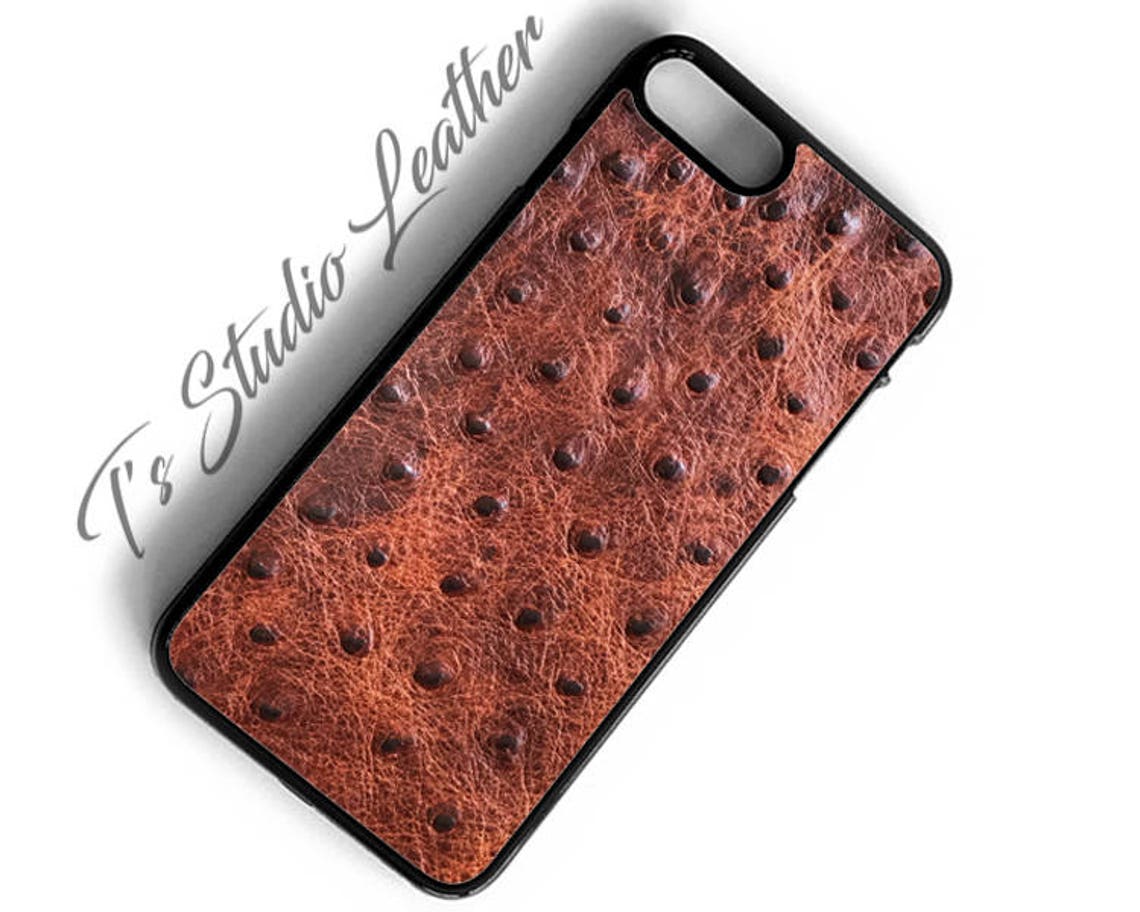 Cognac Brown Ostrich Print Leather Phone Case Genuine - Etsy