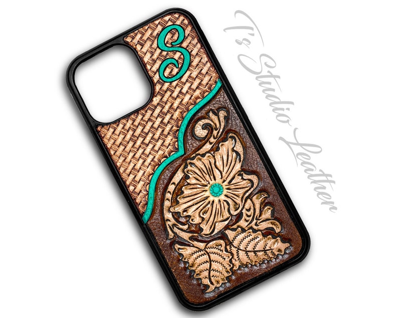 Western Style Hand Tooled Floral Design Leather Phone Case in - Etsy