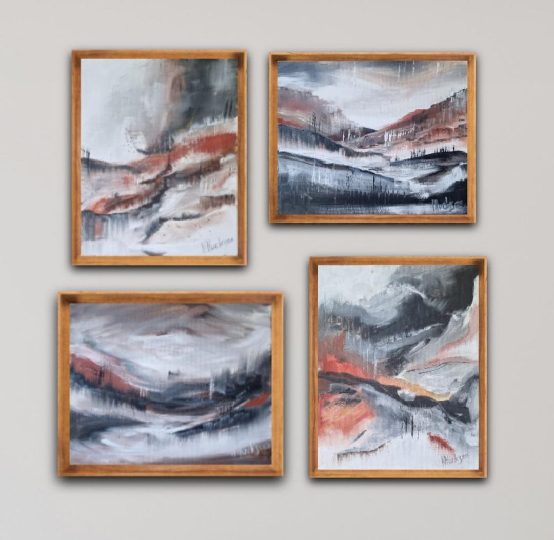 Set of 4 Original Abstract Landscape Oil Painting -'light Beyond Series ...