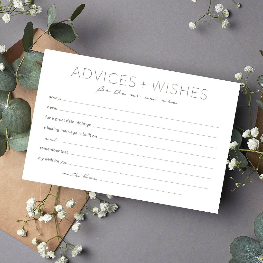 Newlyweds Advice & Wishes Cards - Pack of 50 - Wedding Guestbook ...
