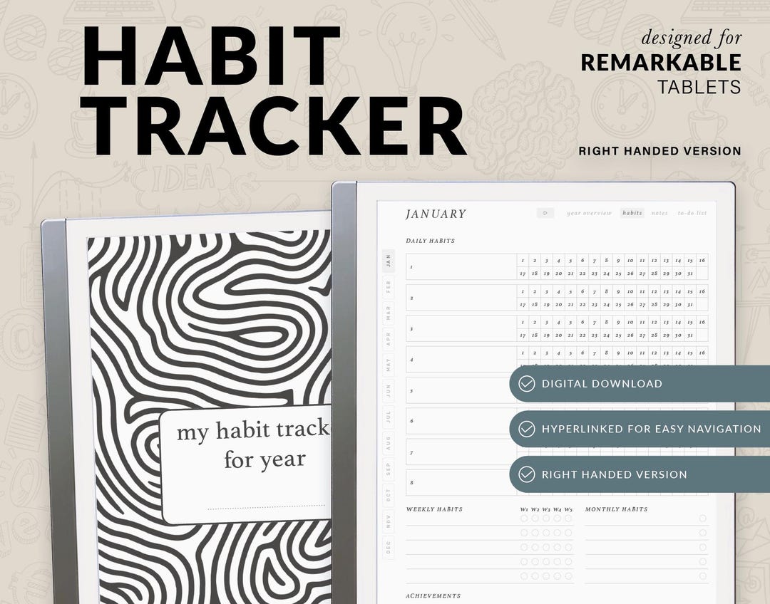 Habit Tracker Template for Remarkable 2 | From January to December ...