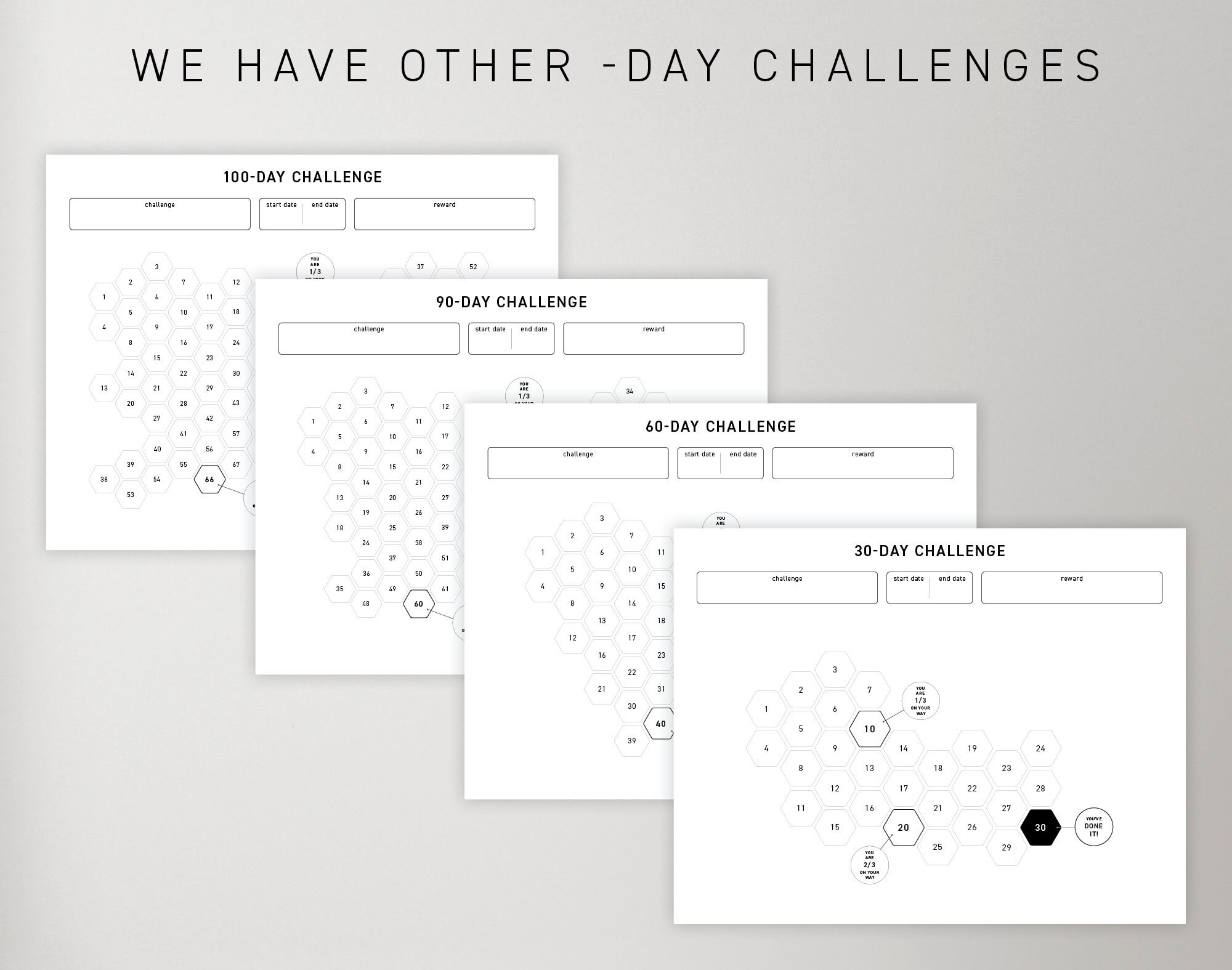 30 Day Challenge Tracker Printable Landscape Goal Tracker Instant ...
