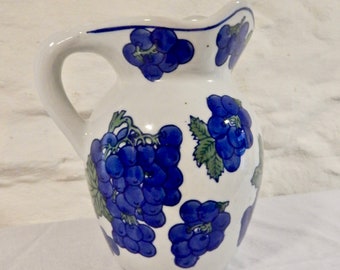 1992 Maine Made Pottery Blueberry Designed Pitcher Signed - Etsy