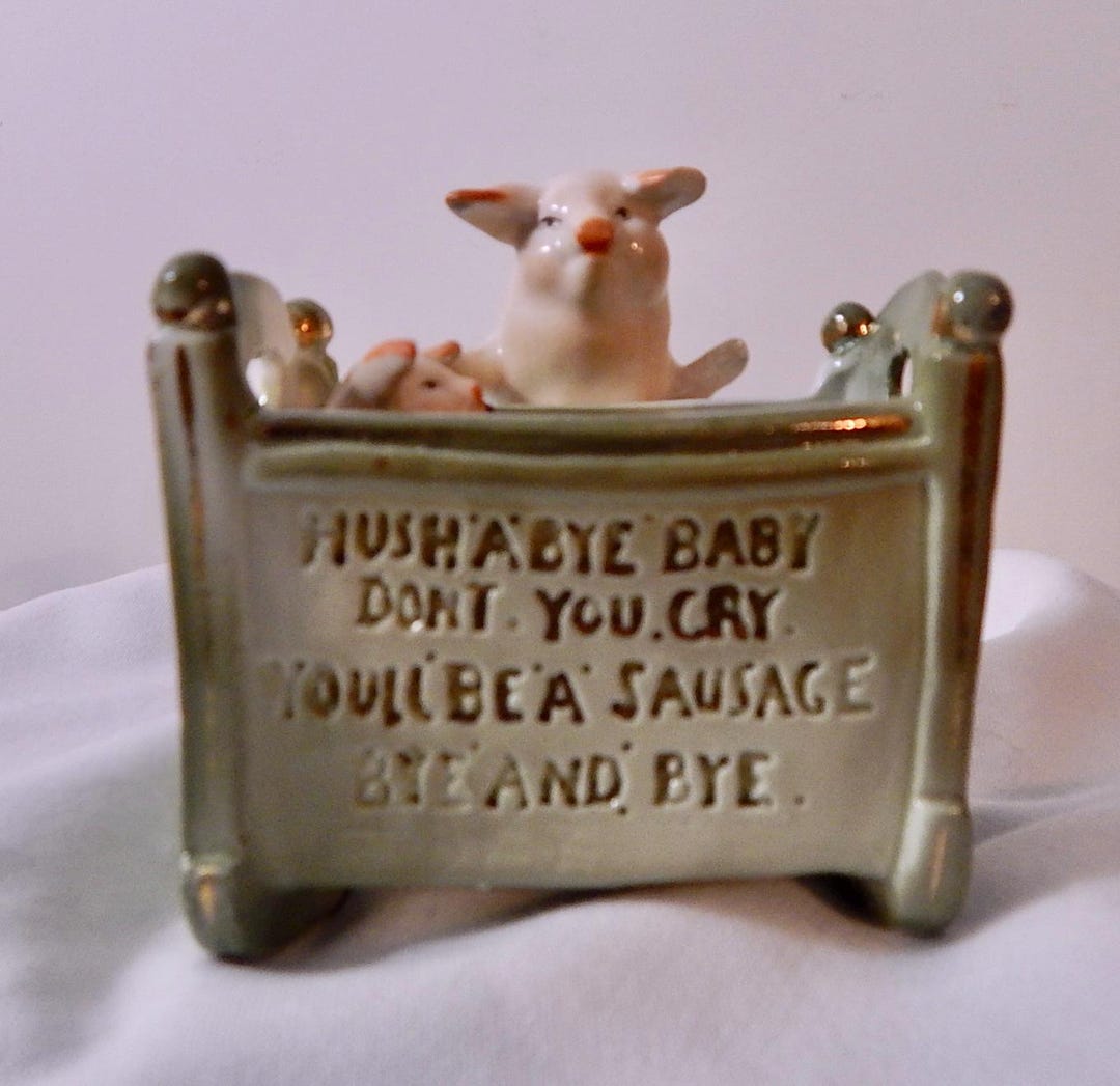 German Porcelain Pigs With Cradle - Etsy