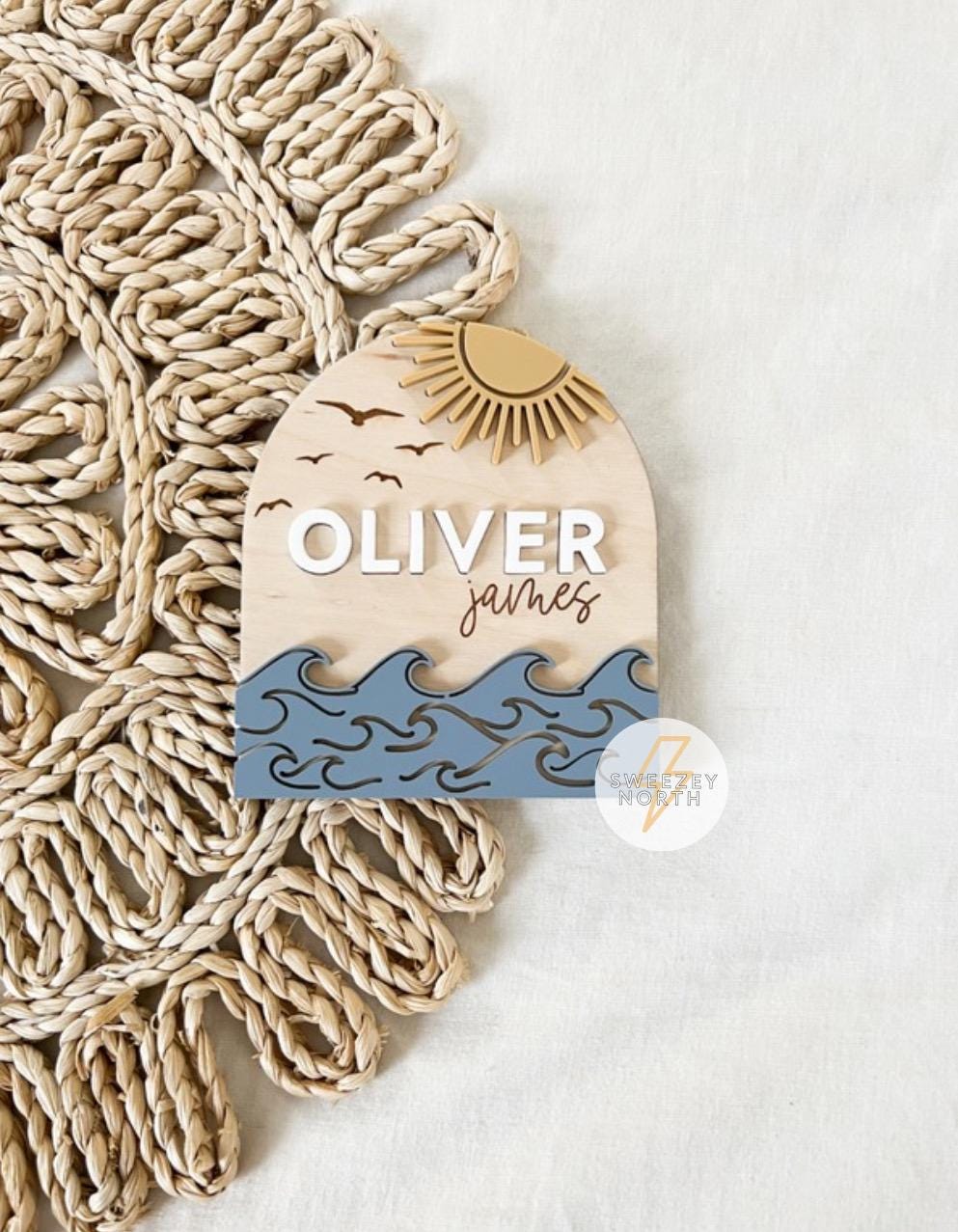 Ocean Theme Birth Announcement | Beach Theme Name Sign | Nursery Sign ...