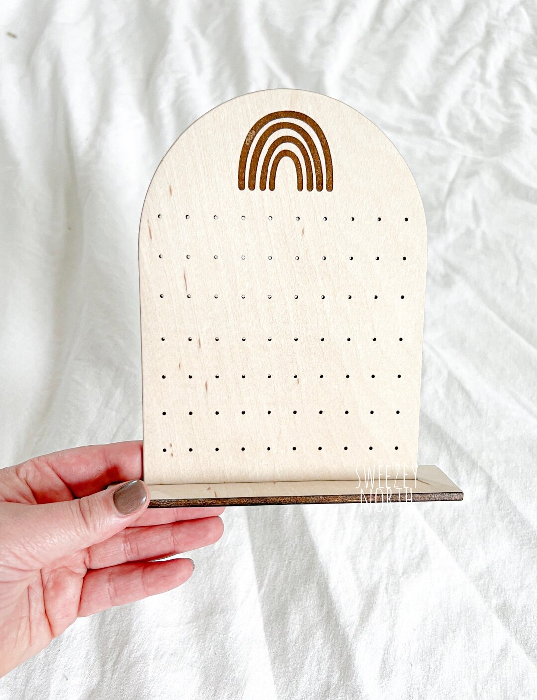 Wood Earring Stand Rainbow Earring Holder Girls Jewlery Valentines Day ...