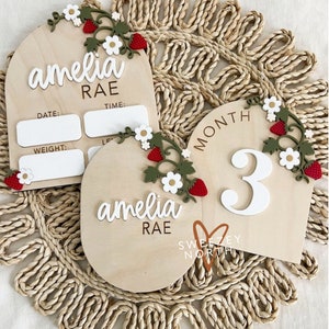 Strawberry Birth Announcement | Mini Baby Name Sign | Nursery Sign ...