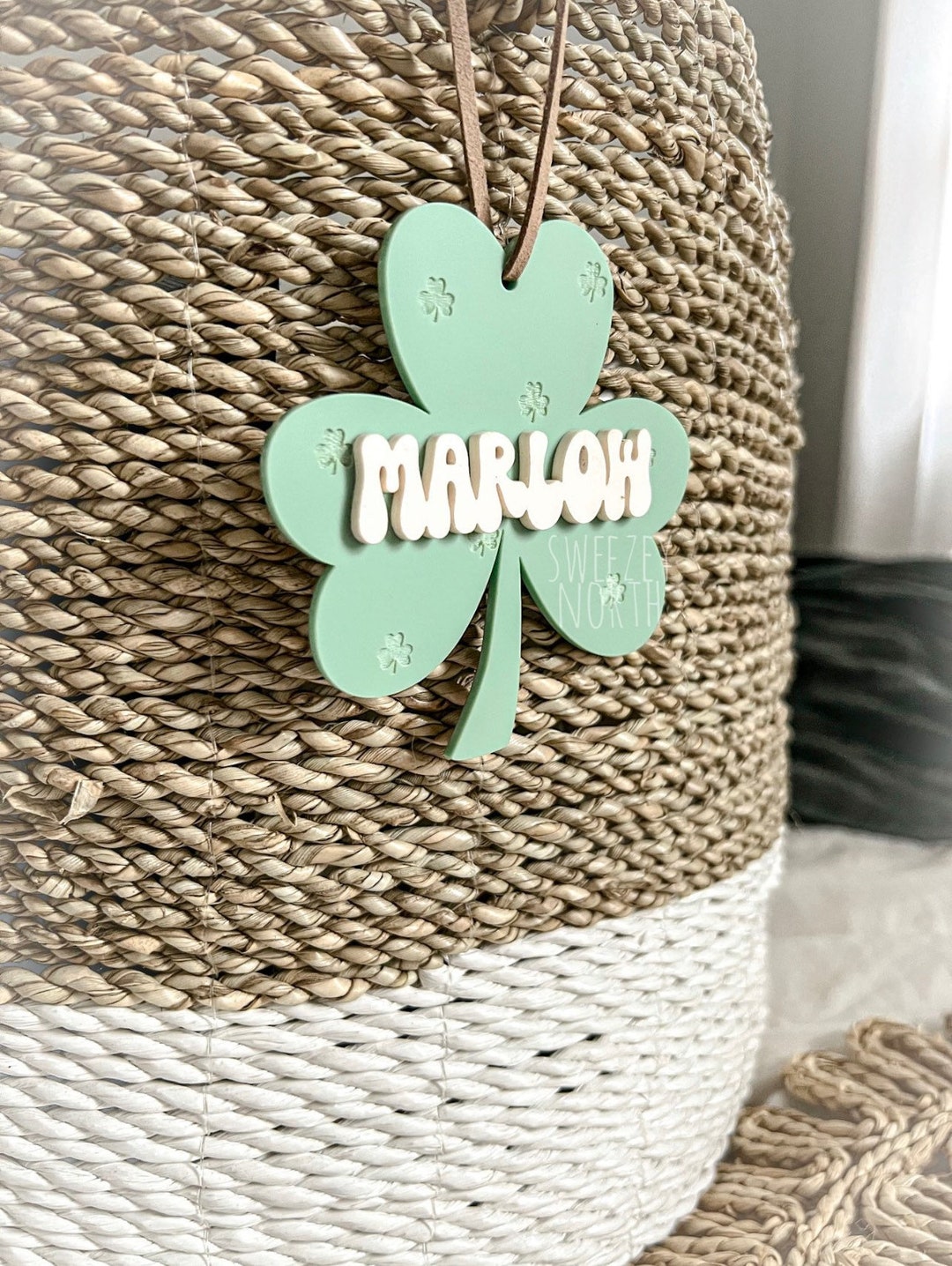 St Patrick’s Day Basket Tag | Basket Tag | Clover Tag | Kids Name Tag ...