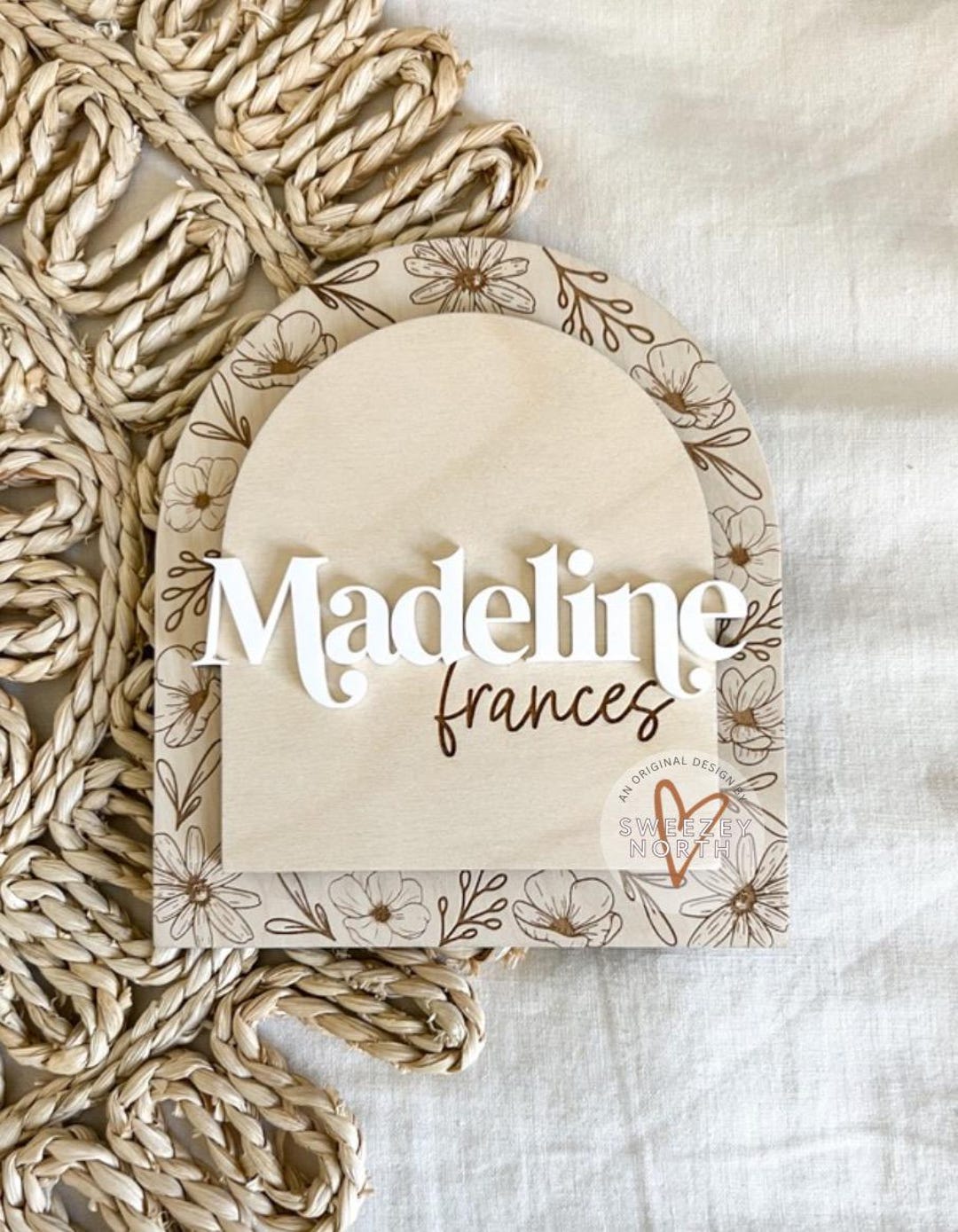 Birth Announcement | Mini Baby Name Sign | Nursery Sign | Hospital Name ...