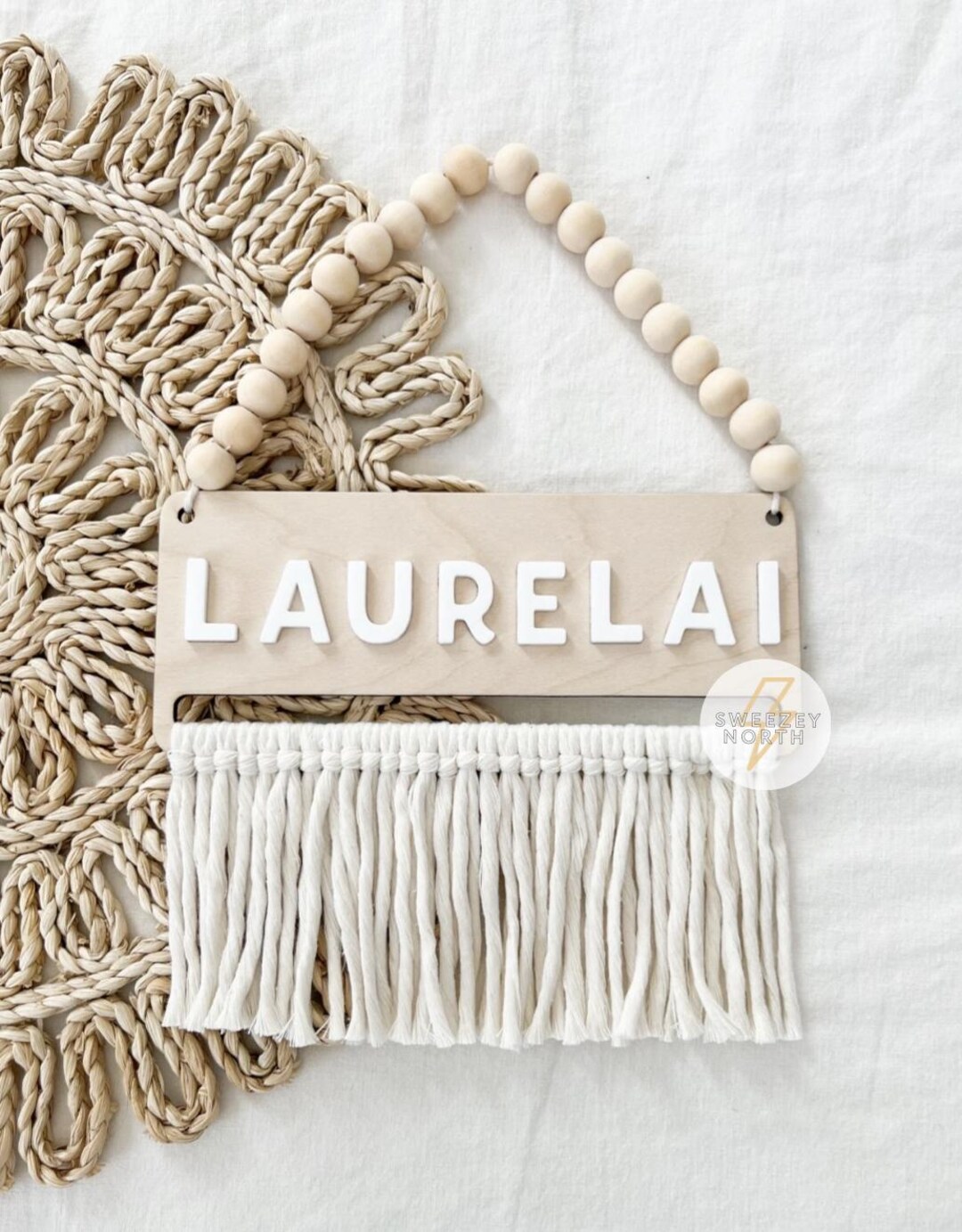 Macrame Name Sign | Boho Beach Name Sign | Beach Theme Decor | Little ...
