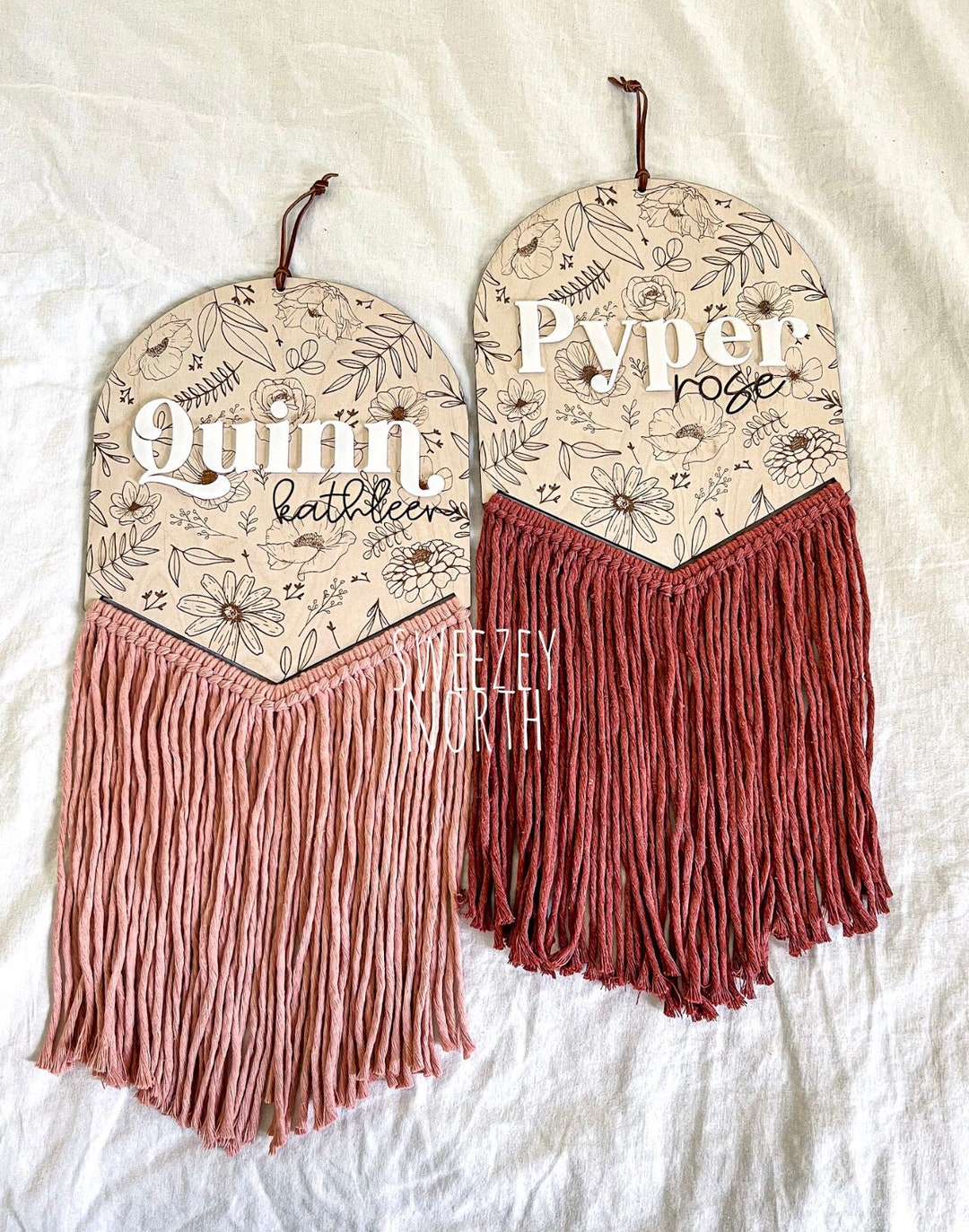 Personalized Floral Sign | Name Sign | Macrame Sign | Boho Nursery ...