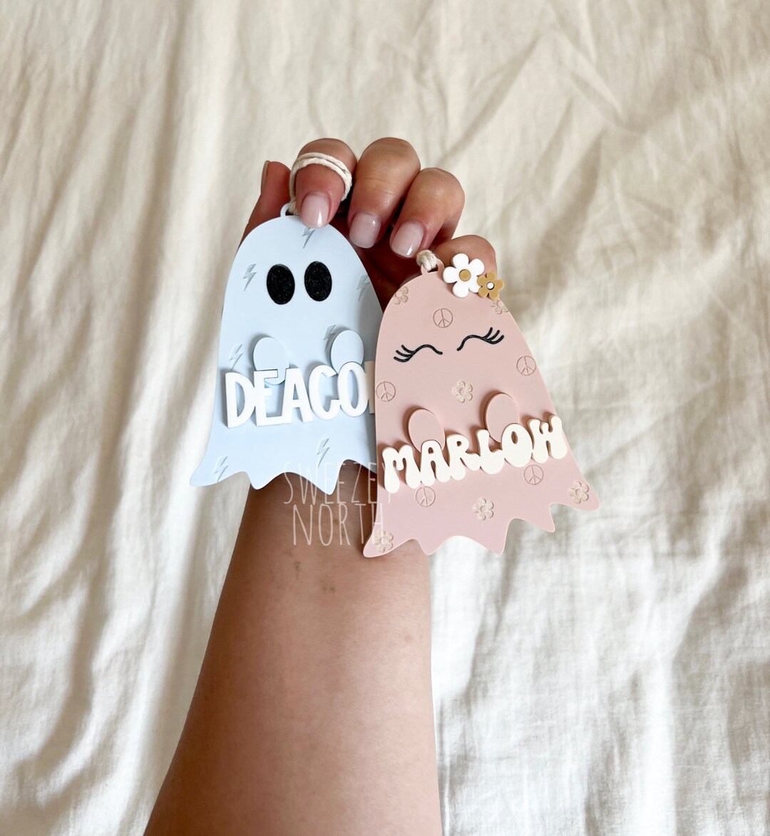 Retro Ghost Tag | Halloween Bag Tag | Boho Ghost Tag | Boo Bag | Boo ...