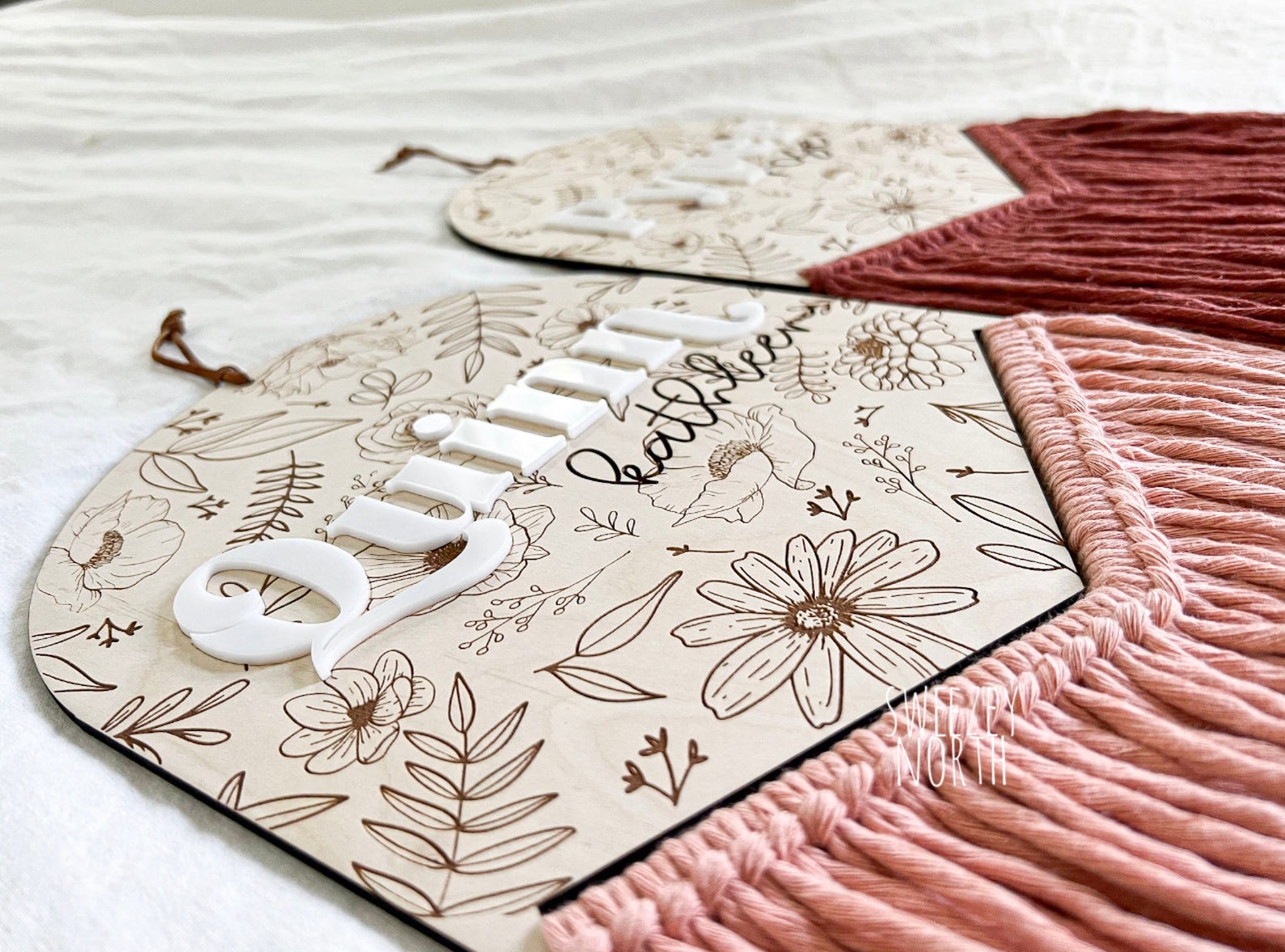 Personalized Floral Sign Name Sign Macrame Sign Boho - Etsy