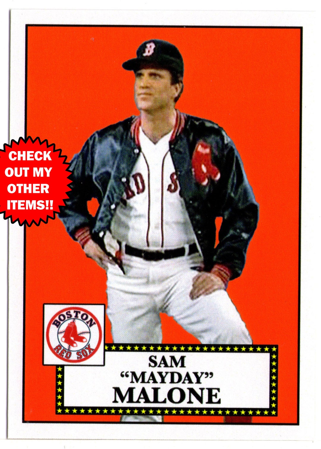 Custom Made Sam "mayday" Malone Boston Red Sox Baseball Card CHEERS Ted ...