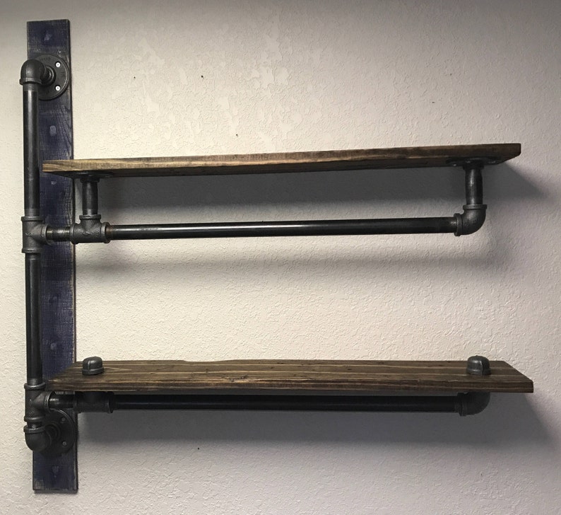 Vintage Black Iron Pipe Custom Shelf Reclaimed Pallet Wood | Etsy