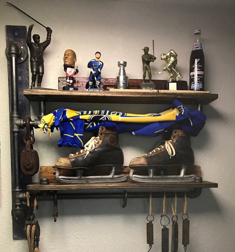 Vintage Black Iron Pipe Custom Shelf Reclaimed Pallet Wood | Etsy