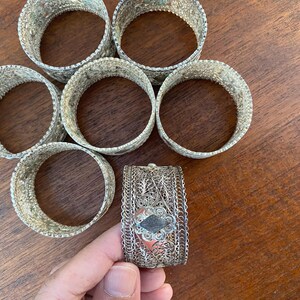Antique Silver Filigree Intricate Flower Cartouche Napkin Rings Set of ...