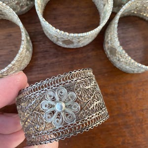 Antique Silver Filigree Intricate Flower Cartouche Napkin Rings Set of ...