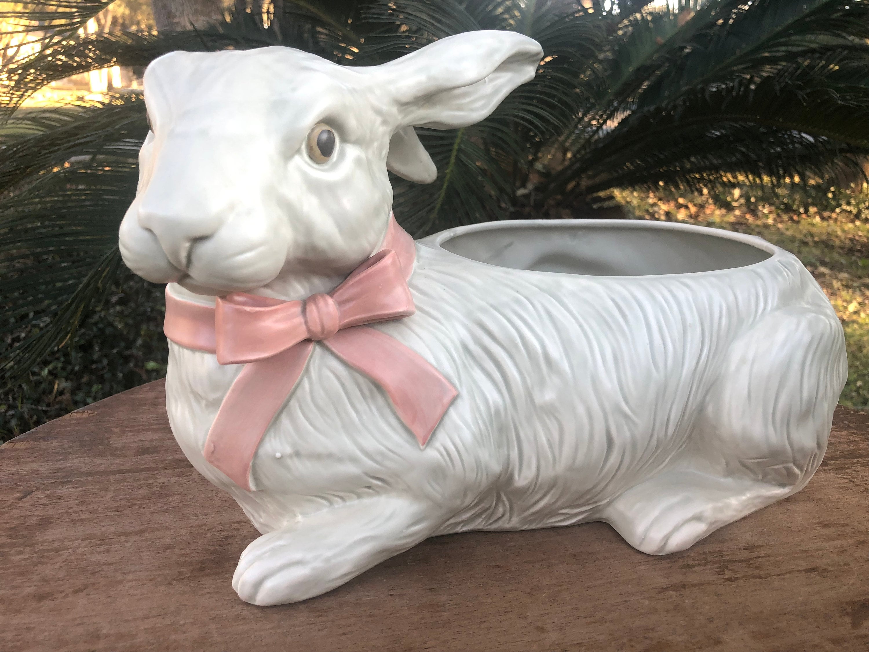 Vintage Fitz Floyd Rabbit Bunny With Pink Bow Planter Pot - Etsy