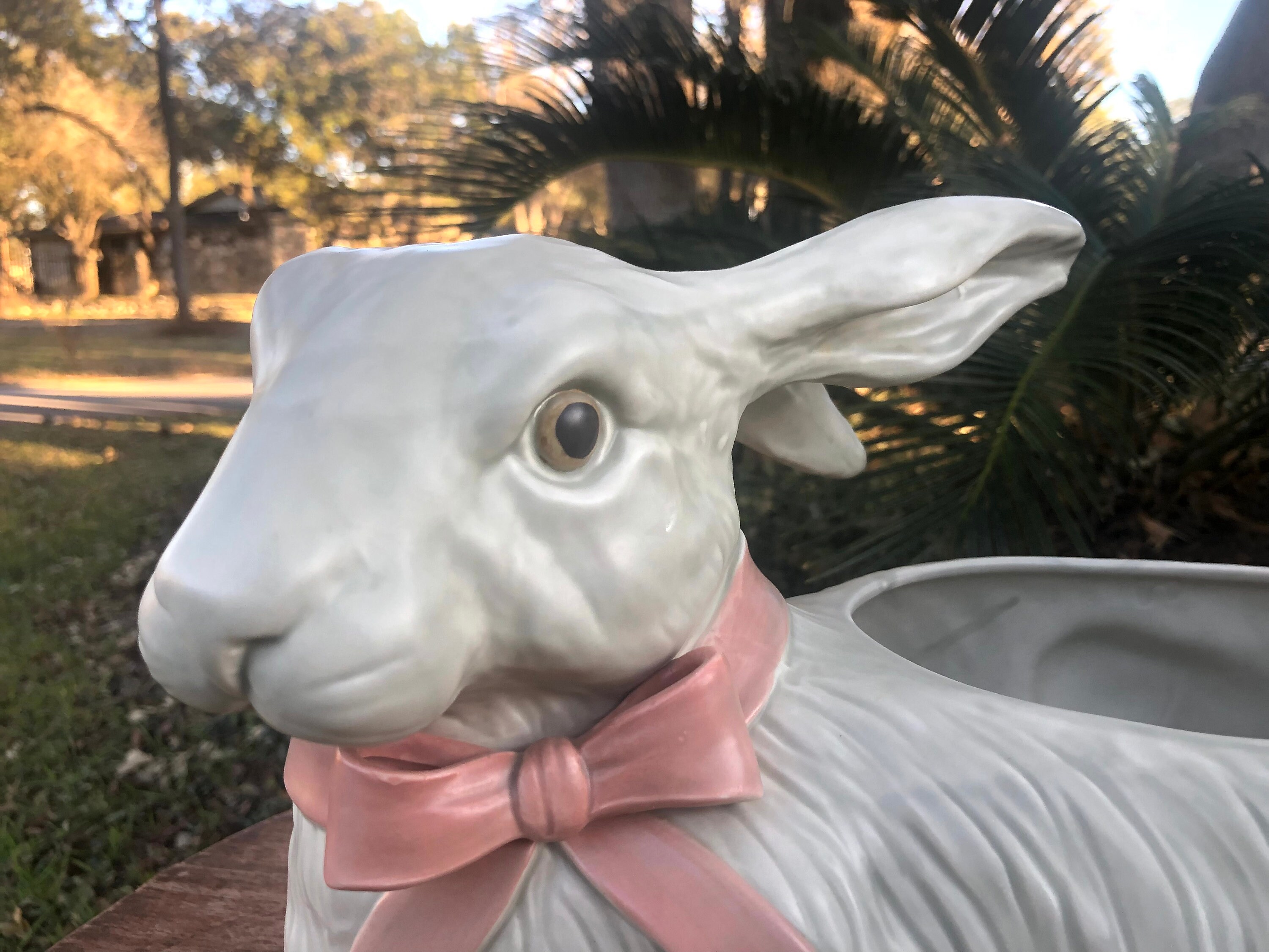 Vintage Fitz Floyd Rabbit Bunny With Pink Bow Planter Pot | Etsy