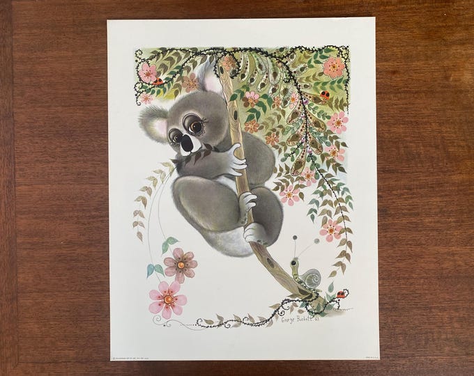 Vintage George Buckett Big Eyes Lithograph Print Koala Donald Art Co ...