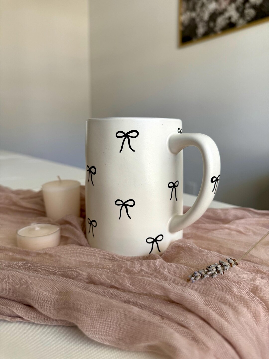 Black Bows Hand Painted Ceramic Mug - Etsy