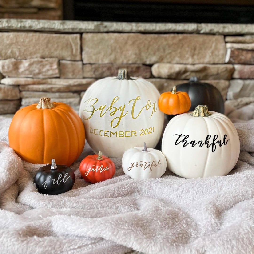 Custom White Pumpkin Decor Hand-lettered Calligraphy Decorative ...