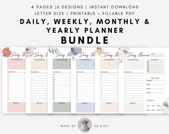 Aesthetic Digital Printable Planner Bundle Daily Weekly | Etsy